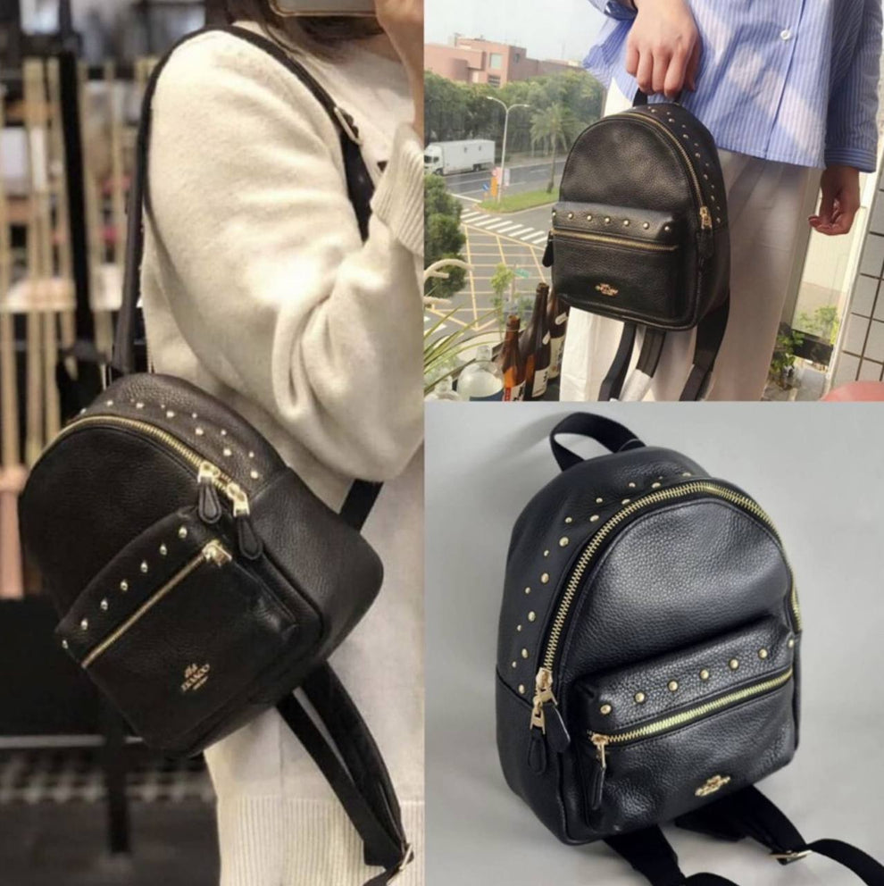 ORIG Preloved COACH Mini Charlie Backpack with studs small black bag ...