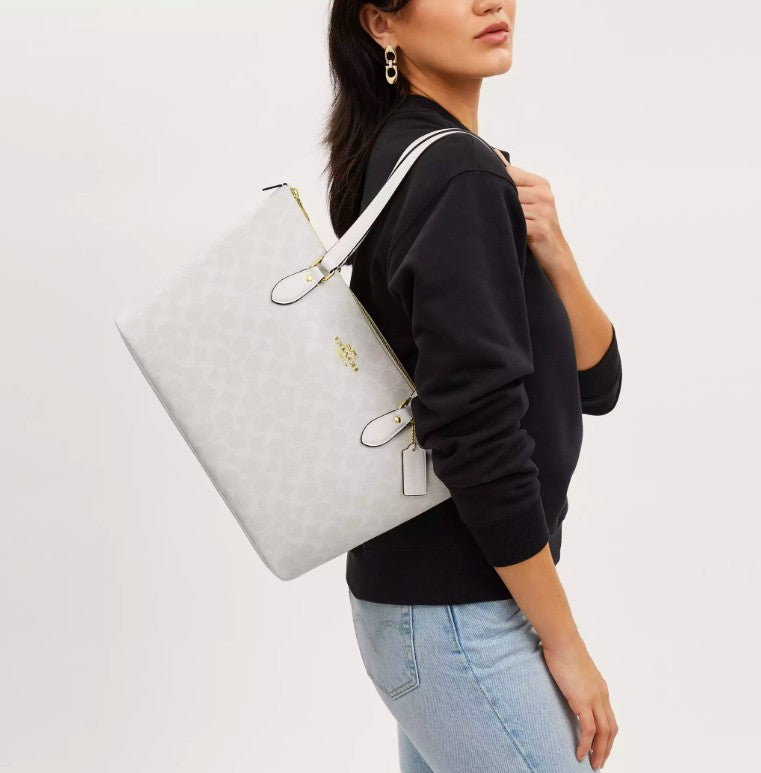 AUTHENTIC/ORIGINAL Coach Gallery Tote Bag In Signature Canvas Glacier ...