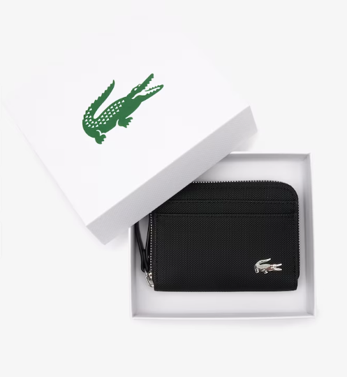 AUTHENTIC/ORIGINAL Lacoste Women's Piqué-Effect Canvas Zip Around Coin ...
