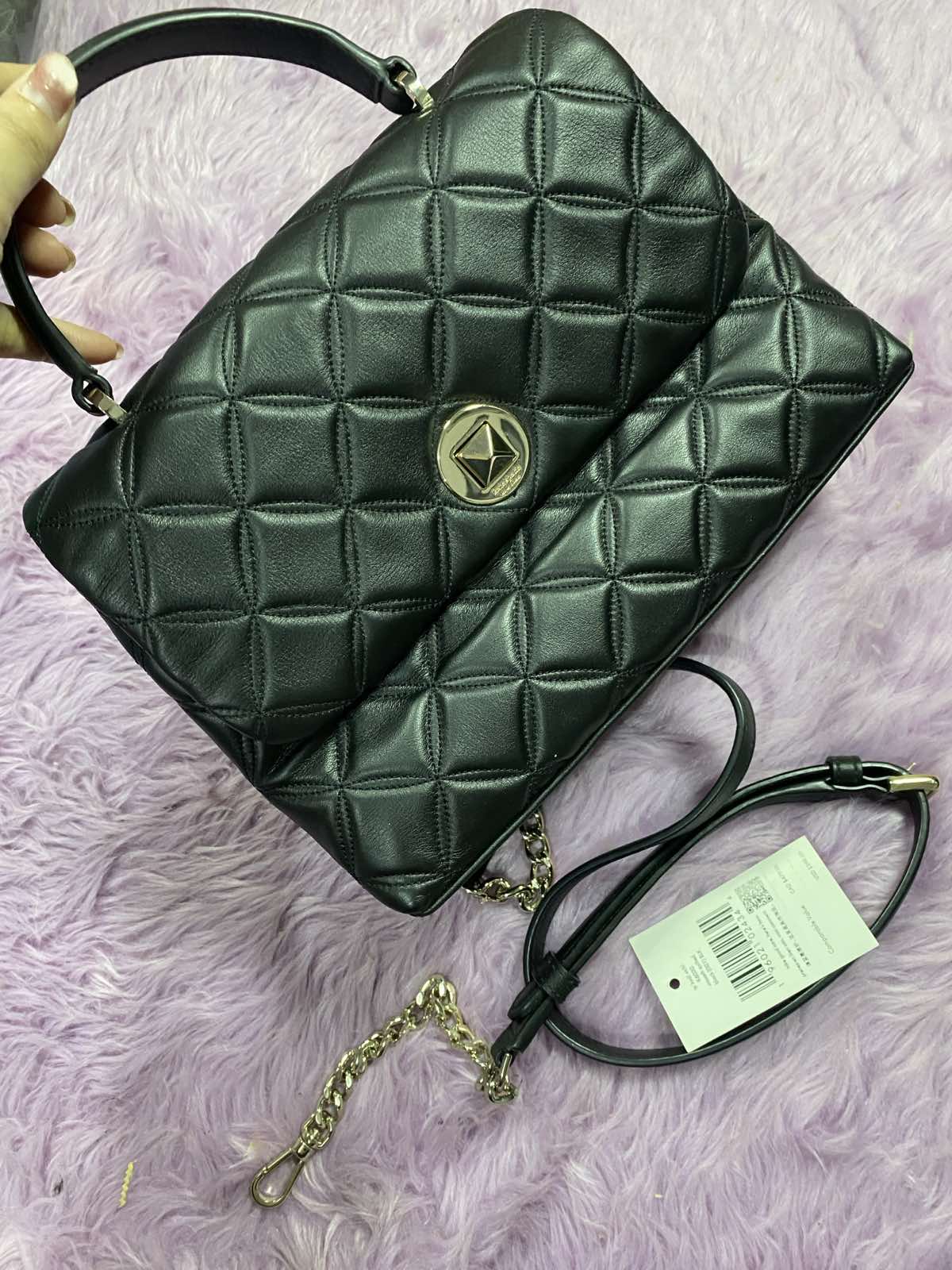 ORIG Preloved KateSpade KS Natalia Top Handle Satchel Quilted Black Ba ...