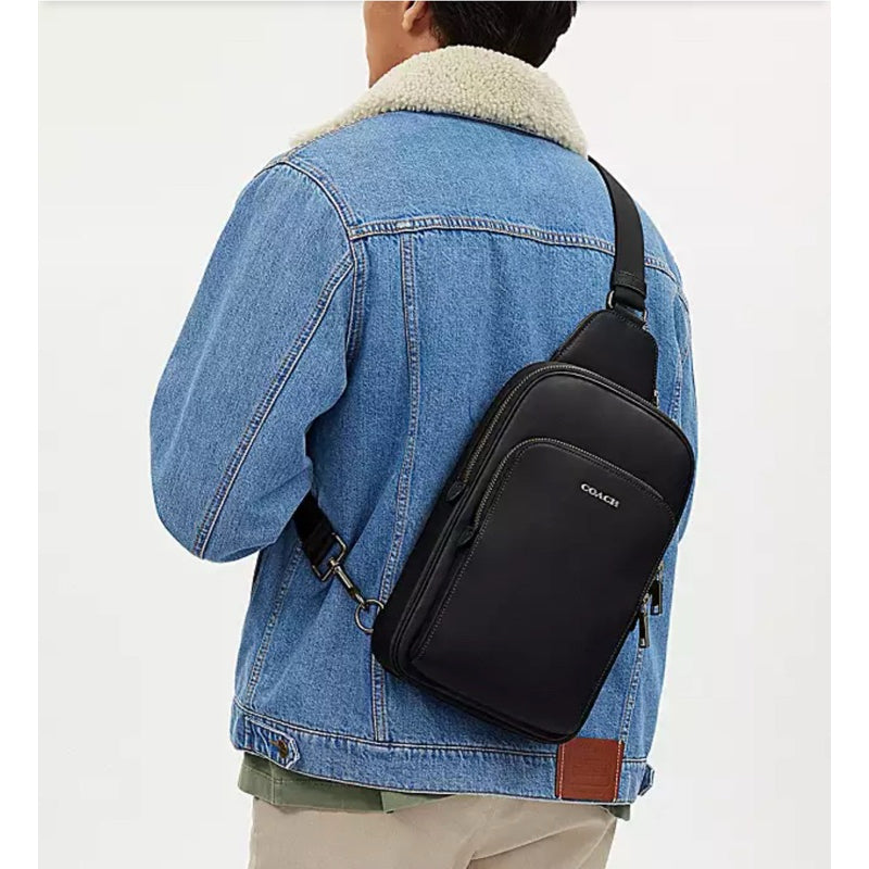 AUTHENTIC/ORIGINAL Coach Ethan Pack In Signature Canvas Black Men's Bo ...